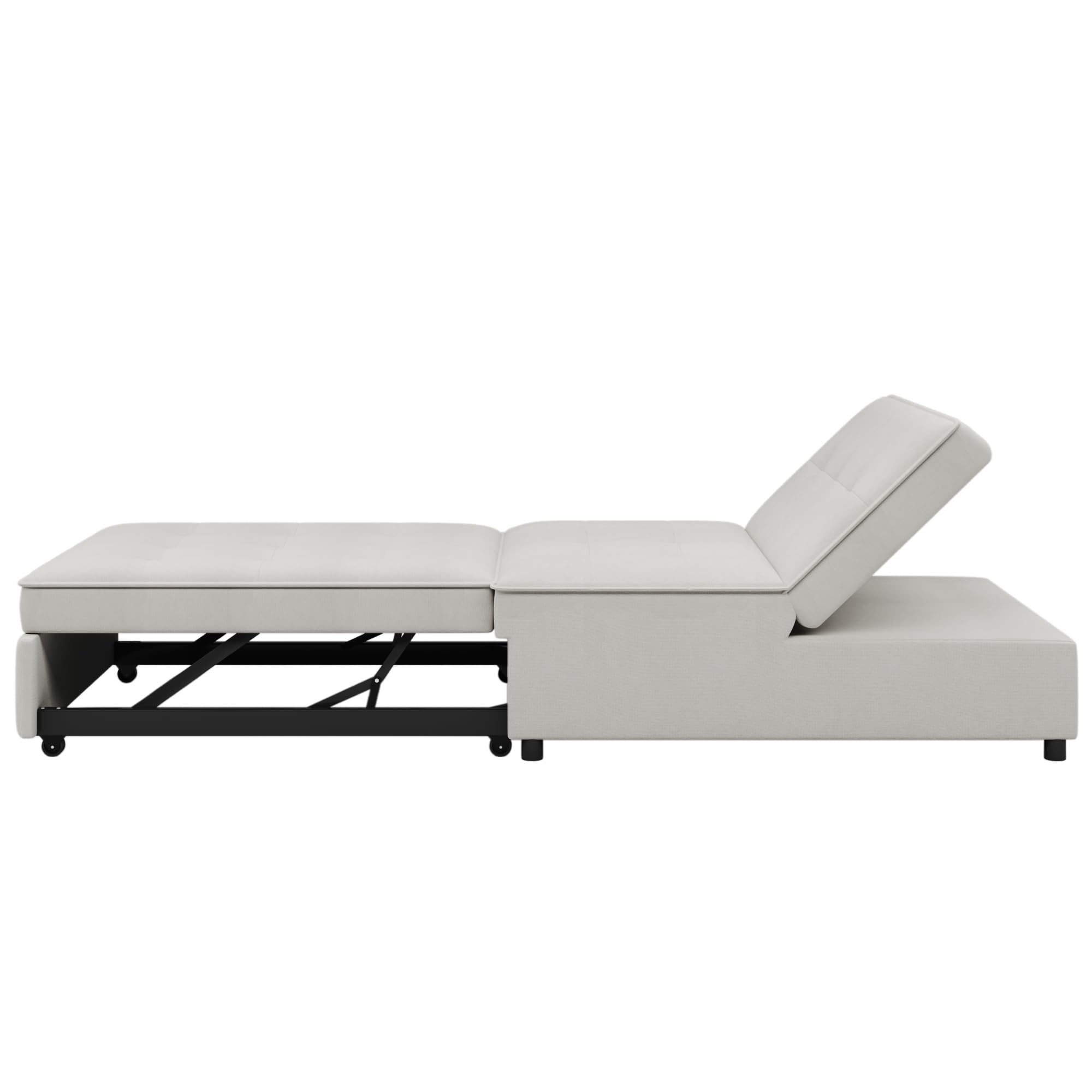4-in-1 Sofa Bed, Chair Bed, Multi-Function Folding Ottoman Bed with Storage Pocket and USB Port for Small Room Apartment,Living Room,Bedroom,Hallway,White