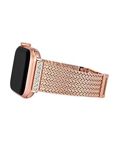 Anne Klein Mesh Fashion Band for Apple Watch, Secure, Adjustable, Apple Watch Replacement Band, Fits Most Wrists (42/44/45mm, Rose Gold),WK-1015RGRG