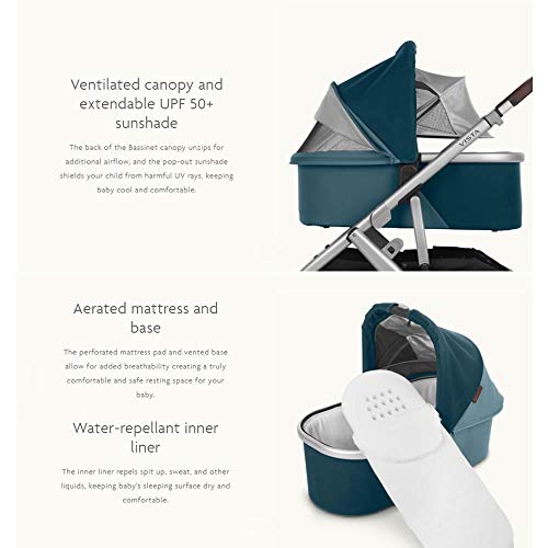 UPPAbaby Cruz V2 Stroller - Jake (Black/Carbon/Black Leather) + Bassinet - Jake (Black/Carbon)