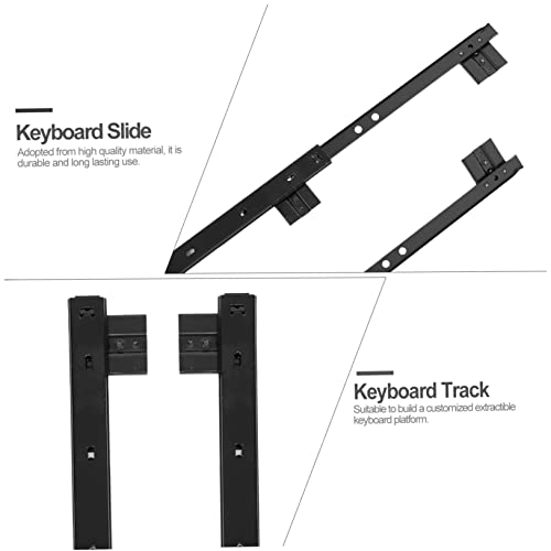 3 Pairs Keyboard Rails Desk Rail Rack Drawer- Design Rack Keyboard Slide Out Tray Cabinet Slides Computer Stand Practical Keyboard Stand Under The Stage Office Steel Cupboard