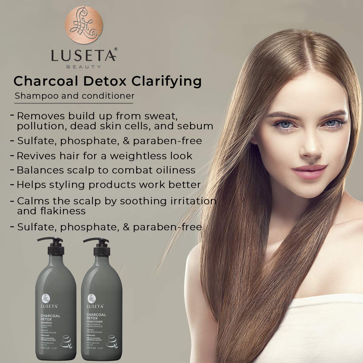 Luseta Charcoal Detox Shampoo for Clarifying, Detoxifies and Volumizing 33.8oz