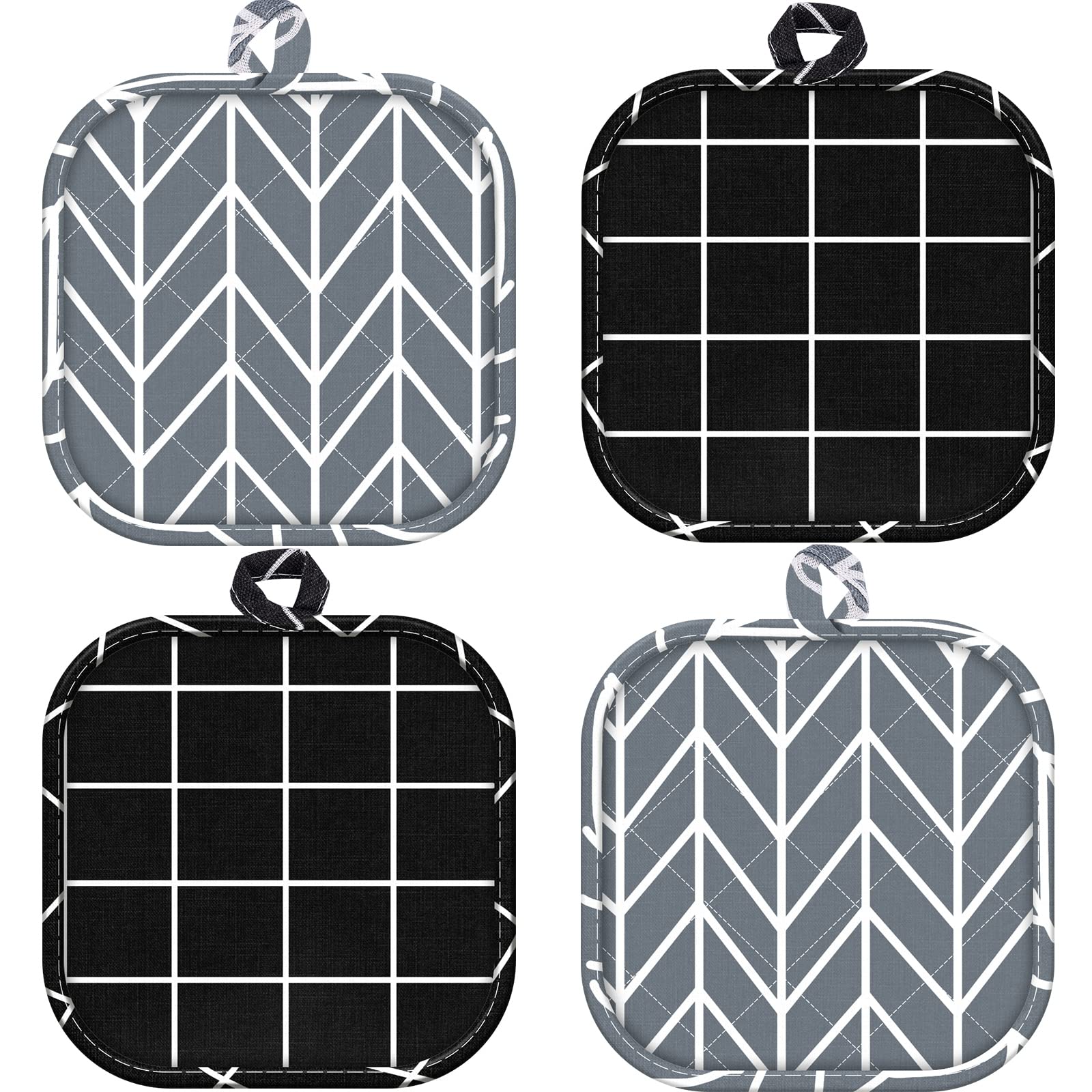 4 Pack Hot Pads for Kitchen Pot Holders for Kitchen Heat Resistant Oven Mitts and Pot Holders Sets Oven Terry Cloth Hot Pads Pot Holders for Cooking Baking