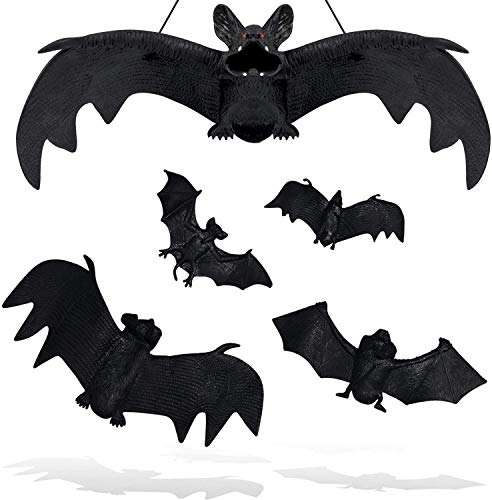 yalanle 5Pcs Halloween Bats Vampire Rubber Bats Decor Hanging Bat for Halloween Party April Fool's Day,Haunted House Decoration
