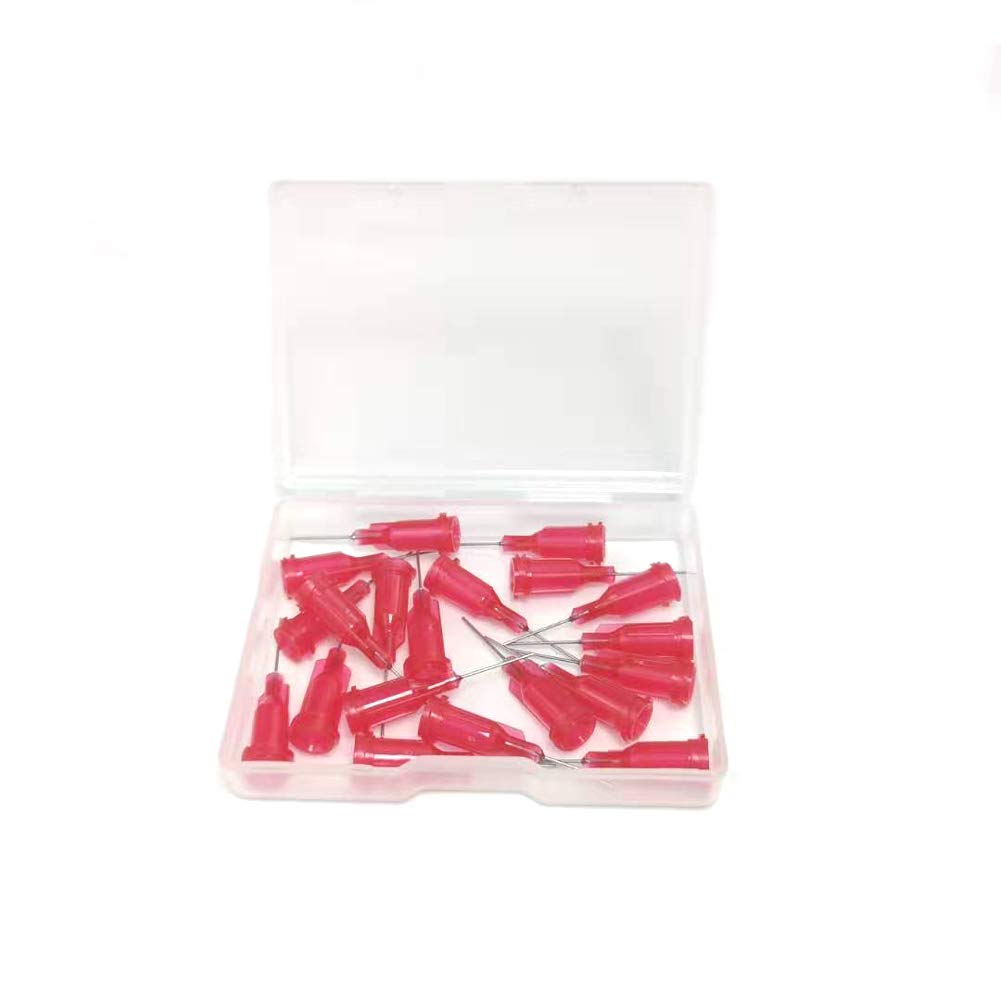 𝗦𝗔𝗡𝗔𝗡𝗧𝗦 𝟮𝟱 𝗚𝗮𝘂𝗴𝗲 𝟭/𝟮 𝗜𝗻𝗰𝗵 Blunt Tip Dispensing Needle with Luer Lock,Microdot Application of Low Viscosity Fluids,Red 20 Pack