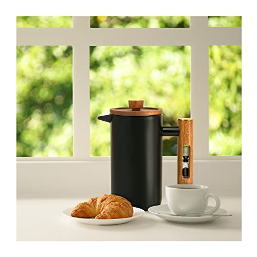 ChefWave Artisan Series Premium Quality French Press Coffee Maker Tea Brewer - Stainless Steel, Double Wall Thermal Insulated w/4 Filter Screens & Bamboo Wood Handle, 34 oz., For Home, Camping, Travel