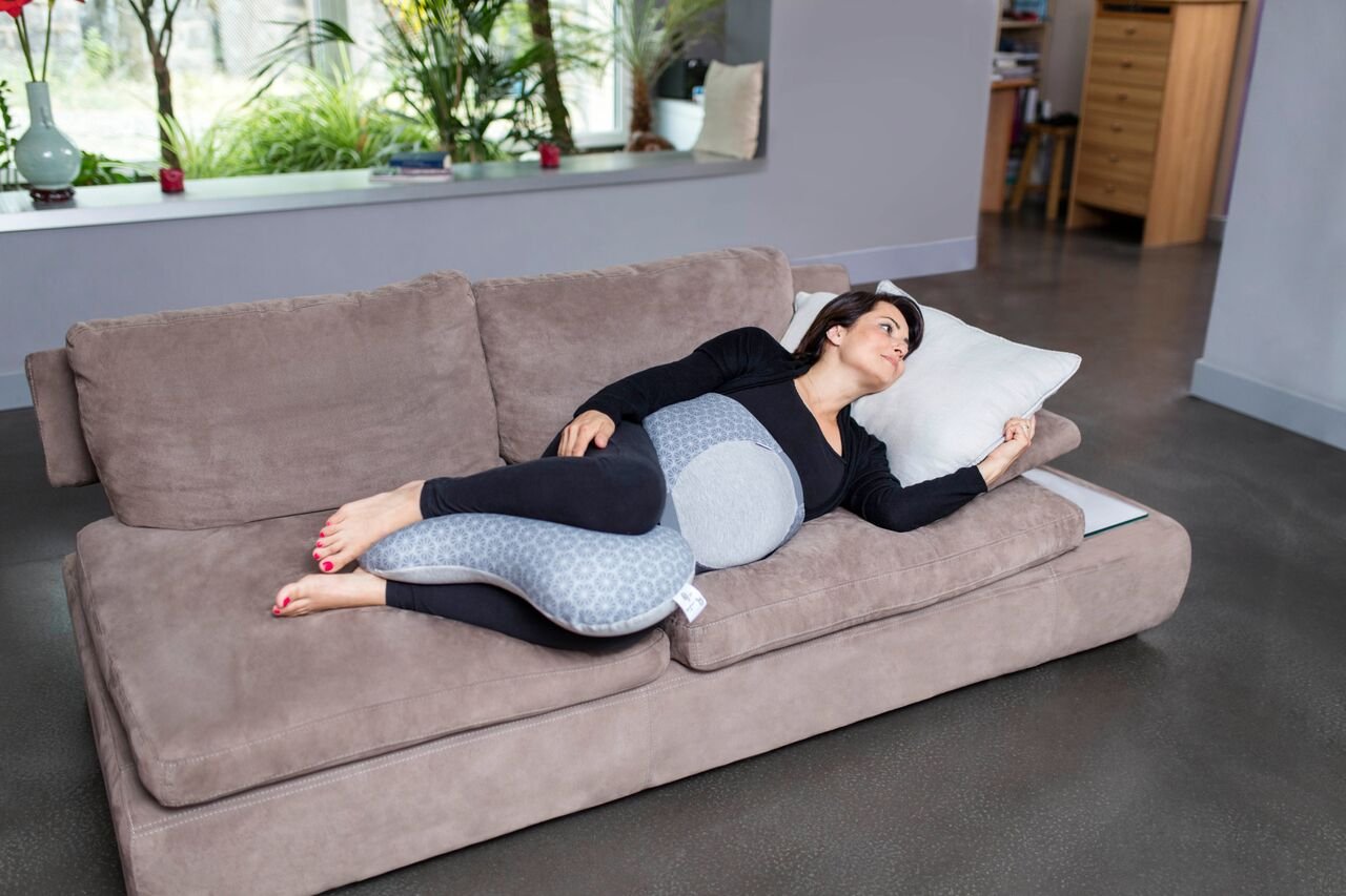Babymoov Mom & Baby Pillow | Ultra Soft Cushion for Sleeping, Reading, Leg Support, Pregnancy, Nursing & Breastfeeding Gray 22x12x6.5 Inch (Pack of 1)