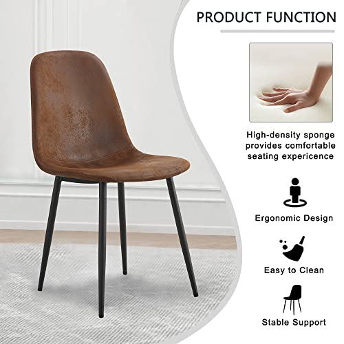 55 in Modern Dining Table Set for 4, 5-Piece Kitchen Dining Table Set, Modern Rectangle Wood Dining Table and Fabric Chairs Set for 4 Suitable for Dining Room, Living Room (Brown, table+4 chairs)