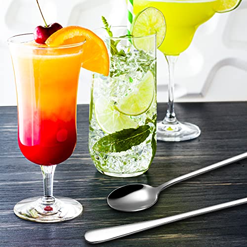Hiware 8-Piece 9-Inch Long Handle Iced Tea Spoon, Coffee Spoon, Ice Cream Spoon, Stainless Steel Cocktail Stirring Spoons