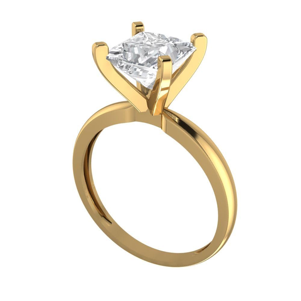 2.0 Carat Princess Cut Custom Engraving Moissanite Engagement Wedding Everlasting Ring in 14k Yellow Gold 6.75 US