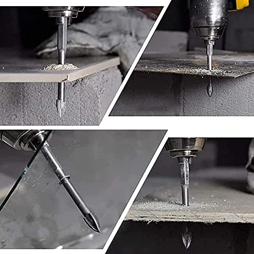 5/7PCS Efficient Universal Drilling Tool, Titanium Combination Drill Tap Bits Set, Triangle Drill Bit, Glass, Tile and Concrete Drill Bit, Multifunctional Cross Alloy Drill Bit Tip Tools (7 PCS)