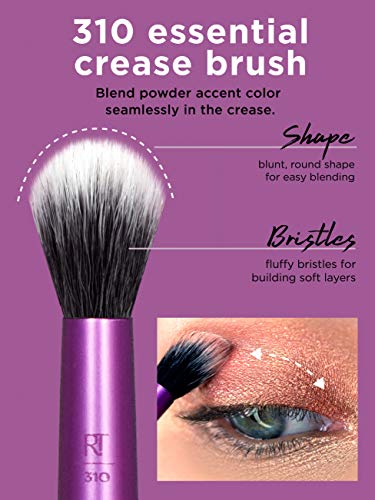 Real Techniques Cruelty Free Enhanced Eye Set, Eyeshadow and Brow Brushes, Purple, 6 Piece Makeup Brush Kit
