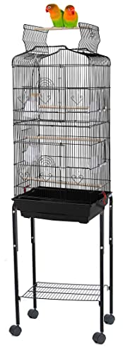 Canary Parakeet Cockatiel LoveBird Finch Bird Cage With Stand --18"x14"x60"Black