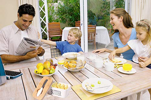 YCOCO Large Butter Dish with Lid,Ceramic Butter Container With Airtight Cover,Butter Keeper Double Silicone Seals with Knife for kitchen,Holds 2 Standard Stick,White