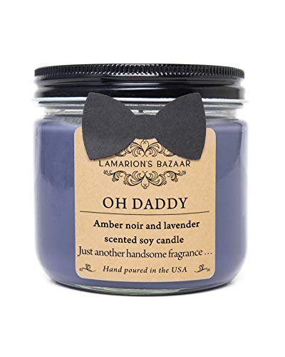 Oh Daddy Candle - Amber Noir + Lavender Fragrance - Large Soy Candle with Tuxedo Decor in a Kraft Box