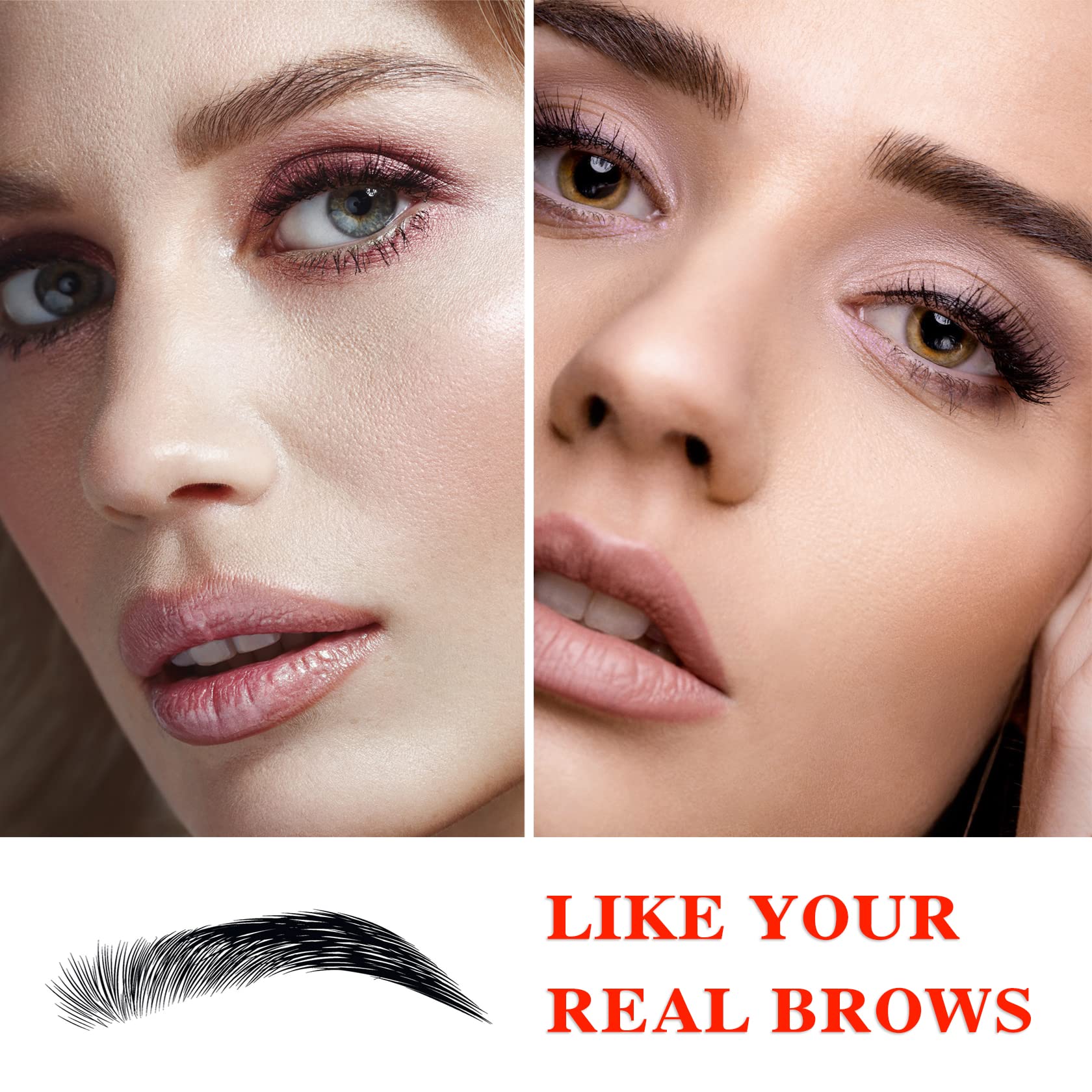 3Pcs Brow Pencil,Eyebrow Tattoo Pen,Long Lasting Waterproof Microblading Eyebrow Pencils,Brow Pen,with Eyebrow Trimmer,3 Eyebrow Models,for Creating Easy Natural Brows (Dark Brown)