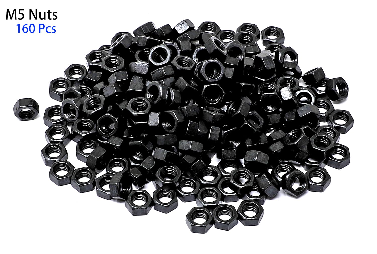 iexcell 480 Pcs M5 x 6/8/10/12/16/20/25/30 Alloy Steel 10.9 Grade Hex Socket Button Head Cap Screws Bolts Nuts Assortment Kit, Black Oxide Finish