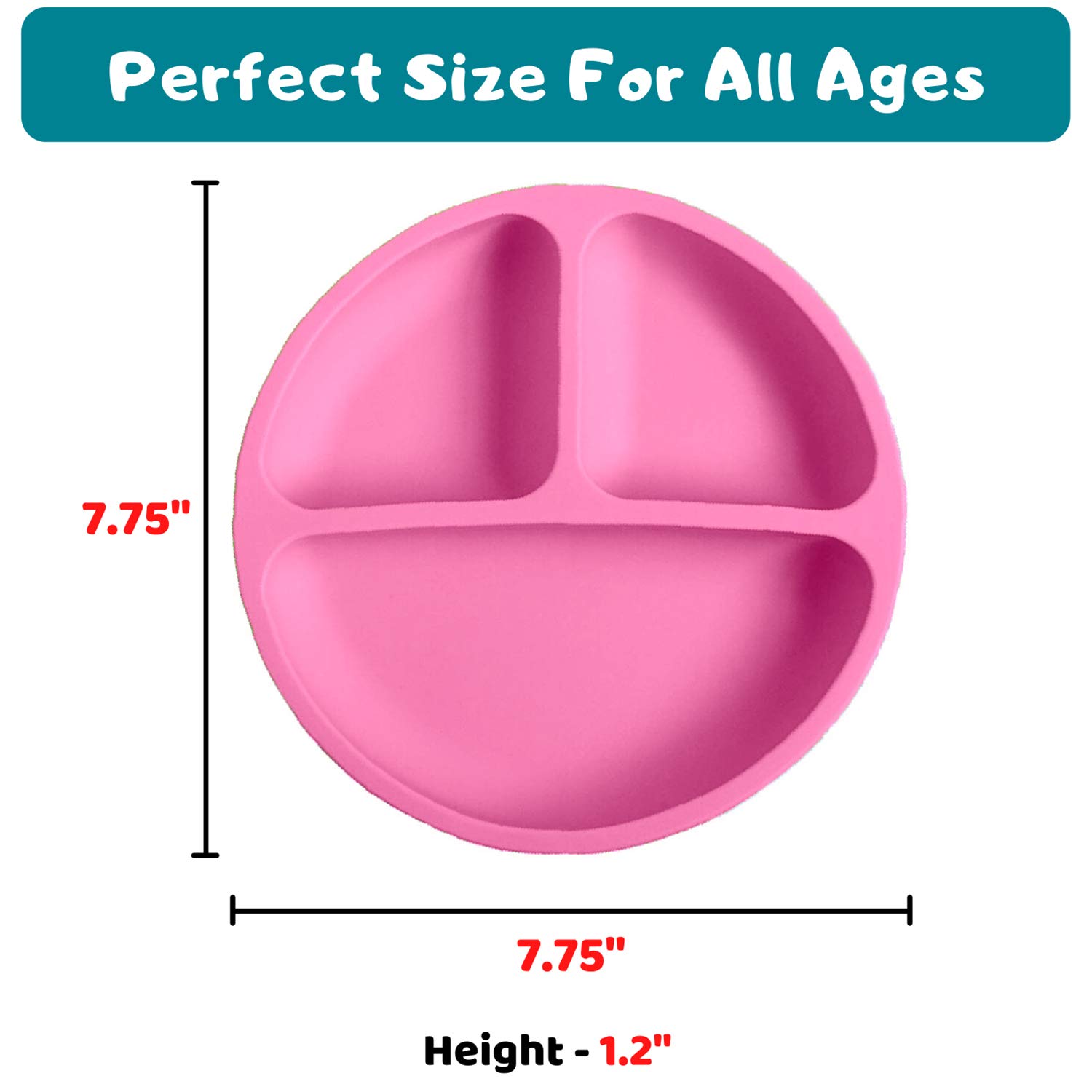 Silikong Divided Silicone Plates for Toddlers | BPA Free | Dishwasher, Microwave and Oven Safe | Kids Plates with Dividers (Girls)