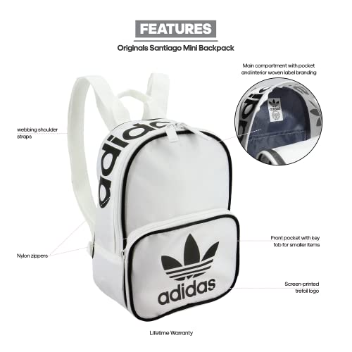 adidas Originals Women's Originals Santiago Mini Backpack, White, One Size