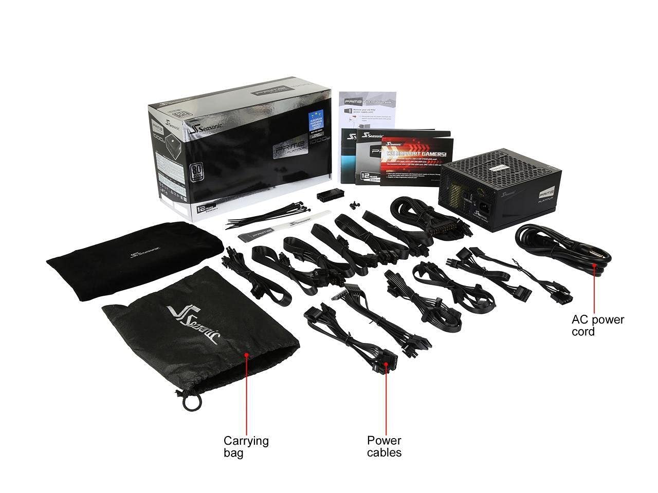 Seasonic PRIME 1000 Platinum SSR-1000PD 1000W 80+ Platinum ATX12V & EPS12V Full Modular 135mm FDB Fan Power On Self Tester Power Supply