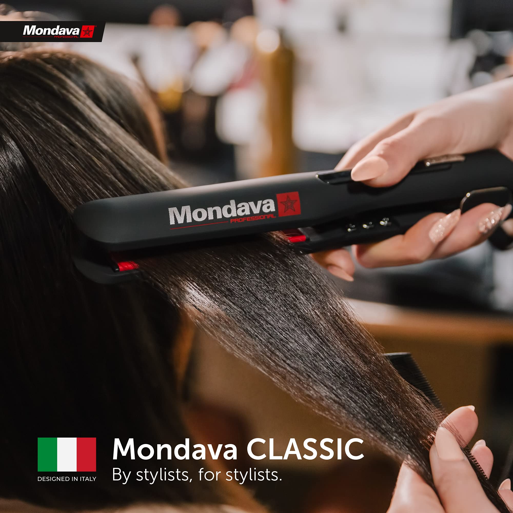 MONDAVA Professional | Ceramic Tourmaline Flat Iron Hair Straightener 1¼" | (Dual Voltage) | (Adjustable Temperature Digital Technology) | Straighten & Style Wild Hair in Under (8 Min)