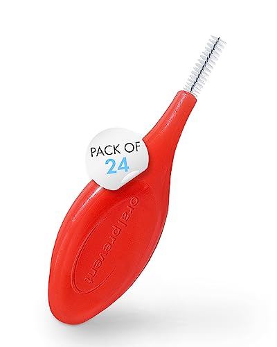 Oral Prevent 24 Pieces interdental Brushes - Tooth Cleaning for The interdental Spaces - Proxy Brushes - Tartar/Caries Prevention (0.60 mm, red)