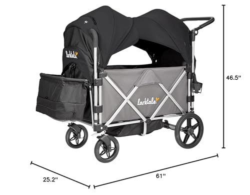 Larktale Caravan with Canopies - Double Seater Collapsible Wagon, All-Terrain Stroller Wagon for Kids, Baby, Toddler - Caravan/Canopies Bundle