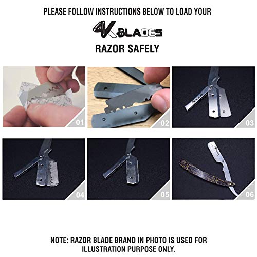 Professional Barber Straight Edge Razor - Salon Hair Cut Stainless Steel Safety Blade for Close Shaving, Navalha De Barbeiro (with 10 single edge sharp blades) (Metal handle)