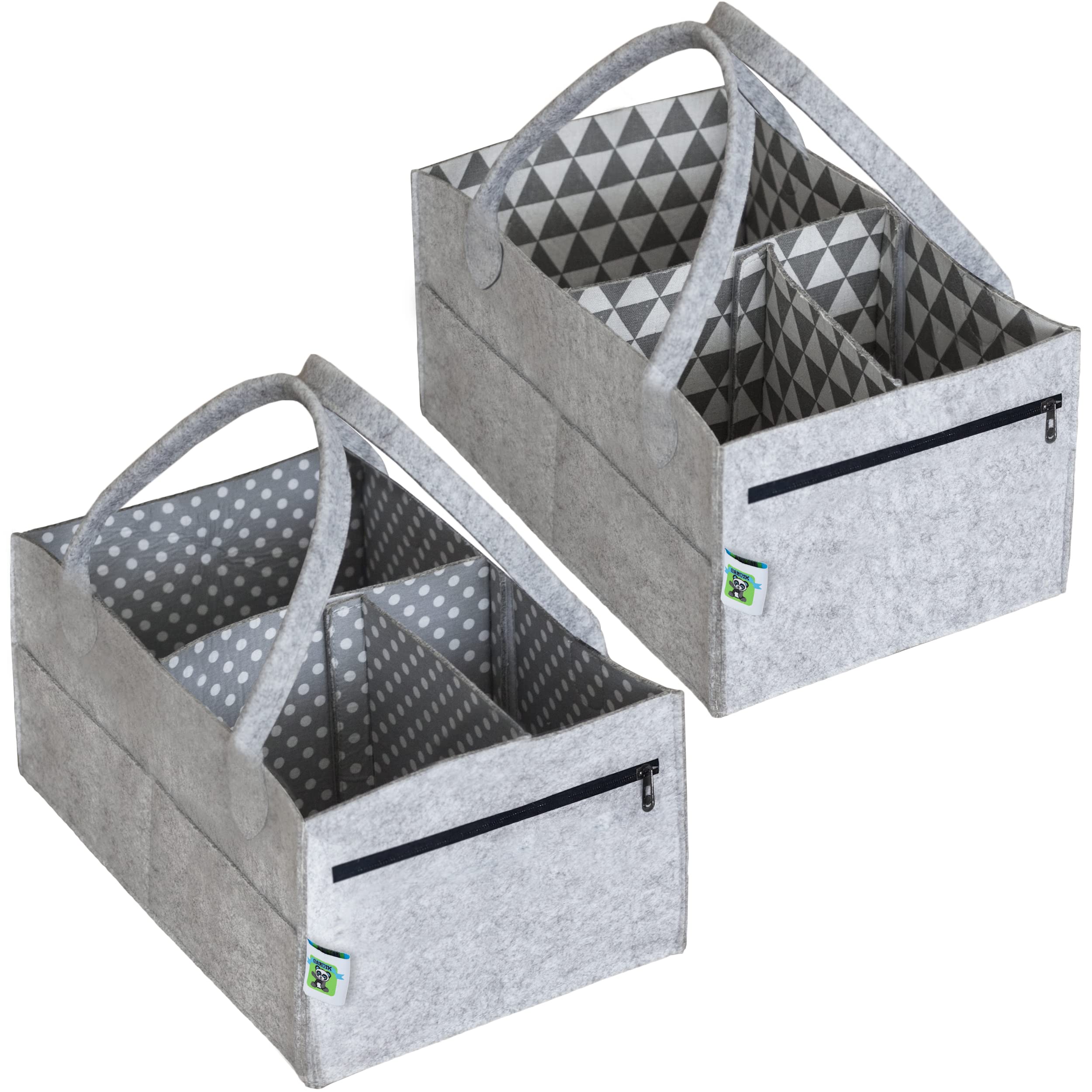 Baby Diaper Caddy Organizer – Nursery Basket with Convenient Leather Handles – Durable, Portable Changing Table Diaper Storage (2 Pack)
