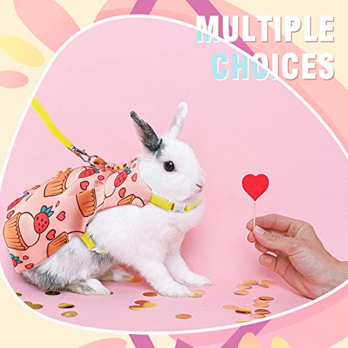 3 Piece Cute Rabbit Leash and Harness Set, Bunny Rabbit Dress Clothes Walking Harness Vest Escape Proof Pet Supply for Rabbit Hedgehog Ferret Guinea Pig (Cake, Bunny, Pineapple)