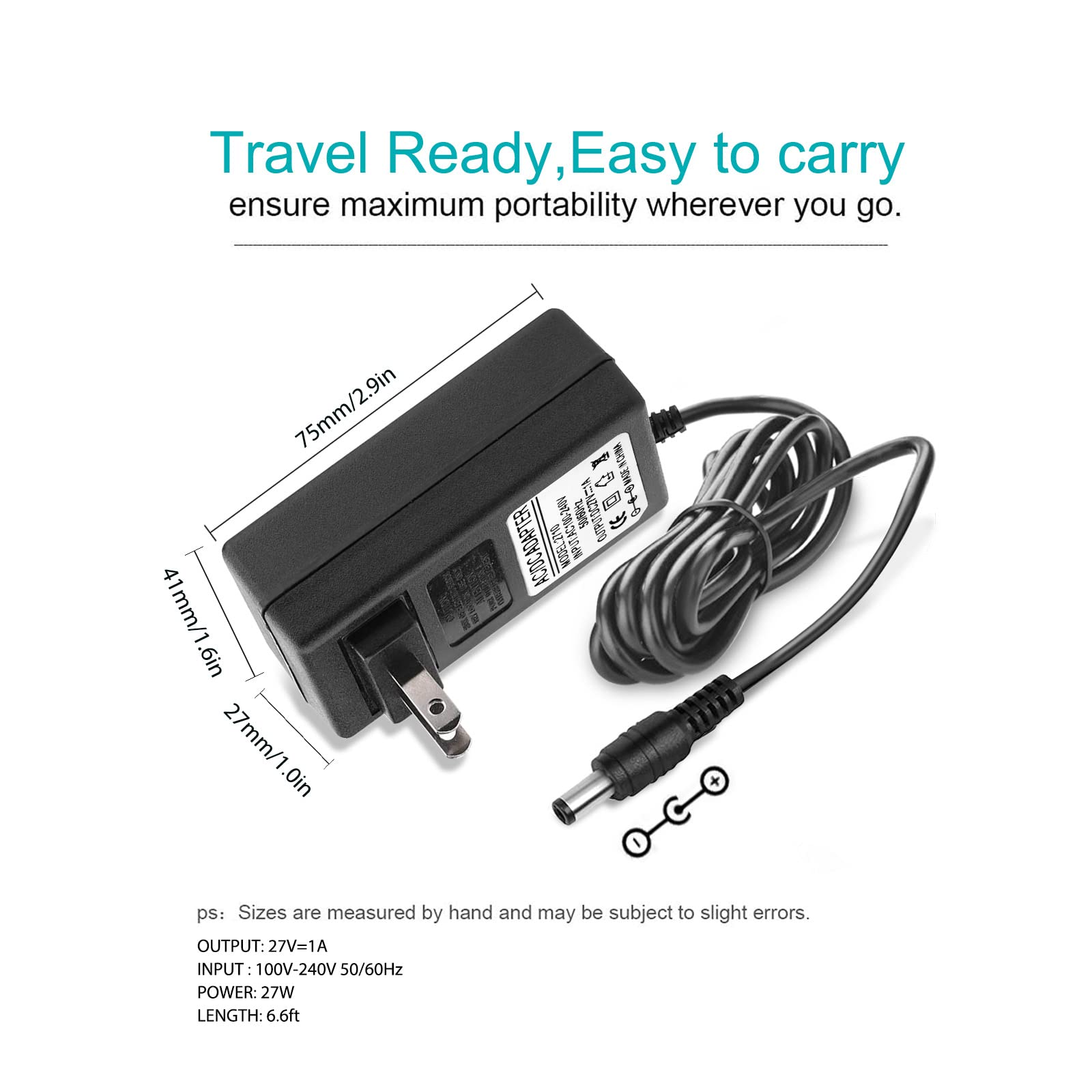27V Charger 1.5A 1A 0.5A AC DC Adapter for Sharper Image 1013002 1012667 1011666 1013983 1014747 1013985 2437599 Powerboost Deep Massager Pro Massage Gun Replacement Cable 27V Power Supply Cord