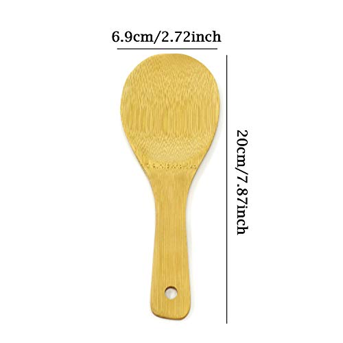 Honbay 2PCS Bamboo Rice Scoops Paddles for Kitchen (20cm)