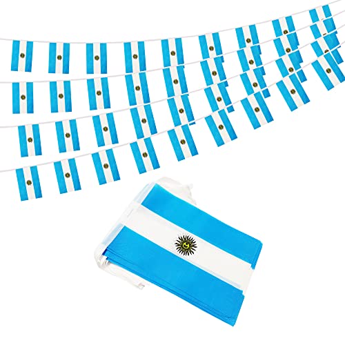 50 Feet Argentina Argentine Banner Flag String, Argentina Mini Flag Small Banner, for Olympics, World Cup, Party, Shops and Bars Decorations, Outdoor Decorations, 38 Flags (Argentina)
