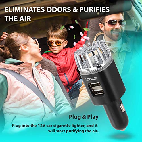 UTILE Car Ionizer Purifier with Dual USB Charger β Ionic Air Freshener for Odor Removal | 2.1A/0.8W USB Charging for Phone, Tablet and Other Devices (Copper, Pack of 1)