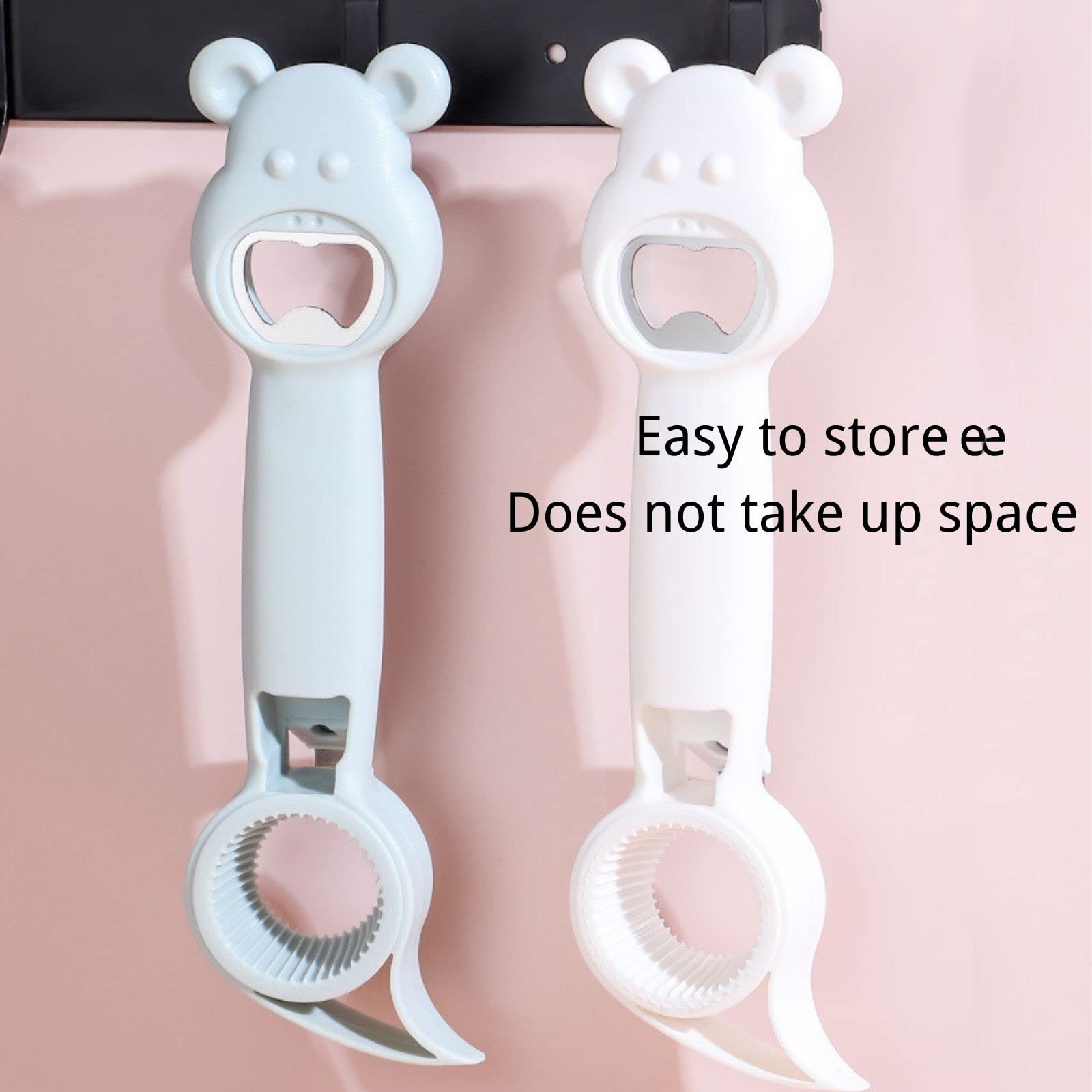 4 in 1 Beer Bottle Opener, 2 Pcs Multifunction Jar Opener,Multi Kitchen Tool for Jelly Jars, Wine, Beer and other, Bottle Opener for Children, Elderly