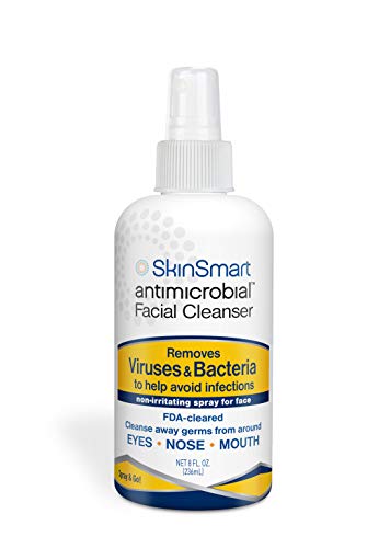 SkinSmart Antimicrobial Facial Cleanser Spray to Remove Viruses and Bacteria Around Eyes, Nose and Mouth, Fight Maskne, 8 oz Spray Non-Irritating Hypochlorous Spray