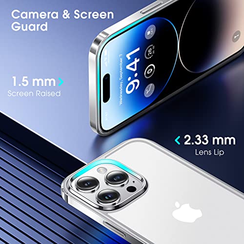 Alphex Official Color Match for iPhone 14 Pro Max Case, Anti-Fingerprints, 10FT Military Grade Protective, Soft Glossy Matte Slim Women Men Phone Cover 6.7 inch, Silver