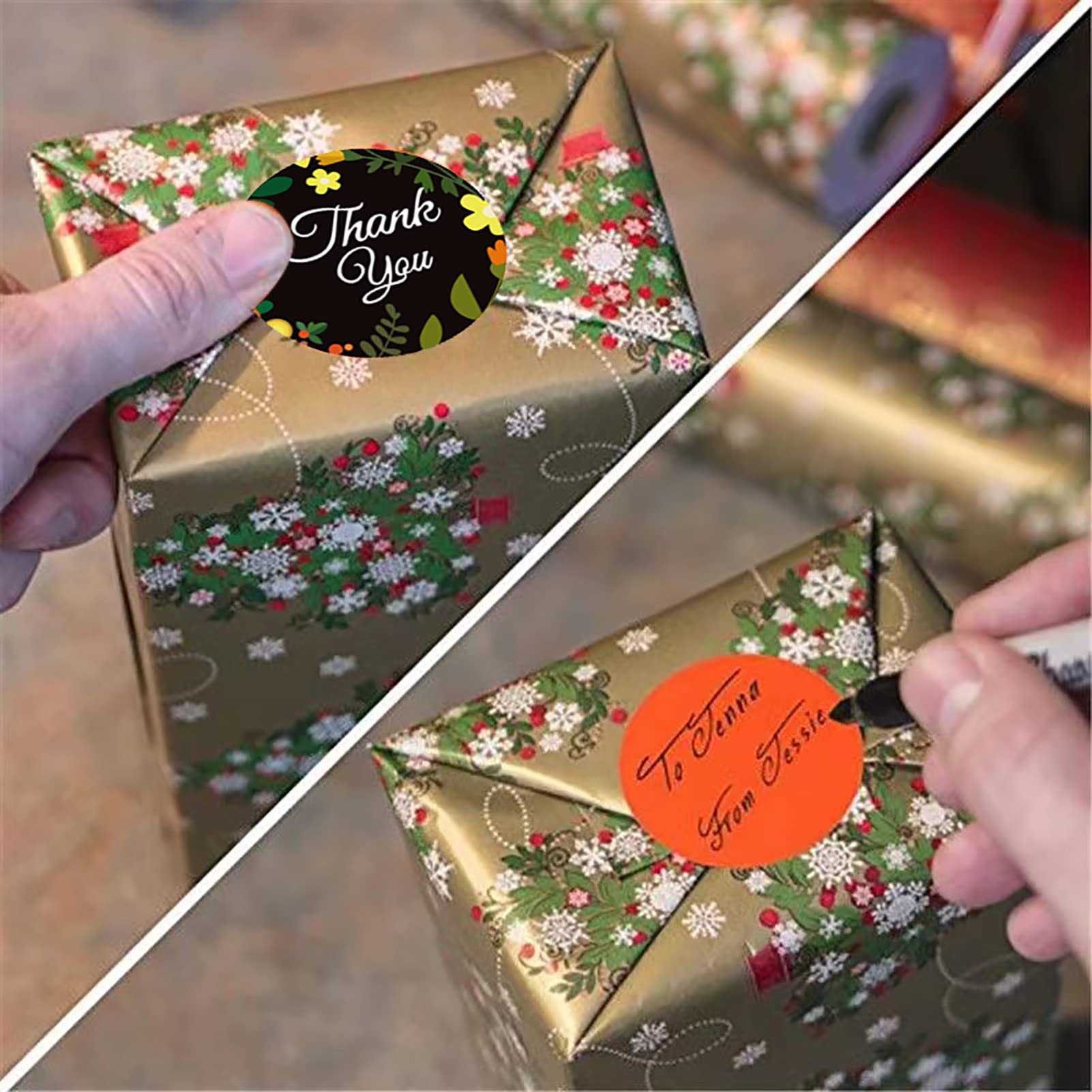 4000Pcs 1 inch Thank You Stickers Small Business, Thank You Stickers for Packaging with 8 Design Thank You Stickers Lables for Envelope Seals, Gift Wrap Bag and Crafts(8 Rolls, Each roll 500Pcs)