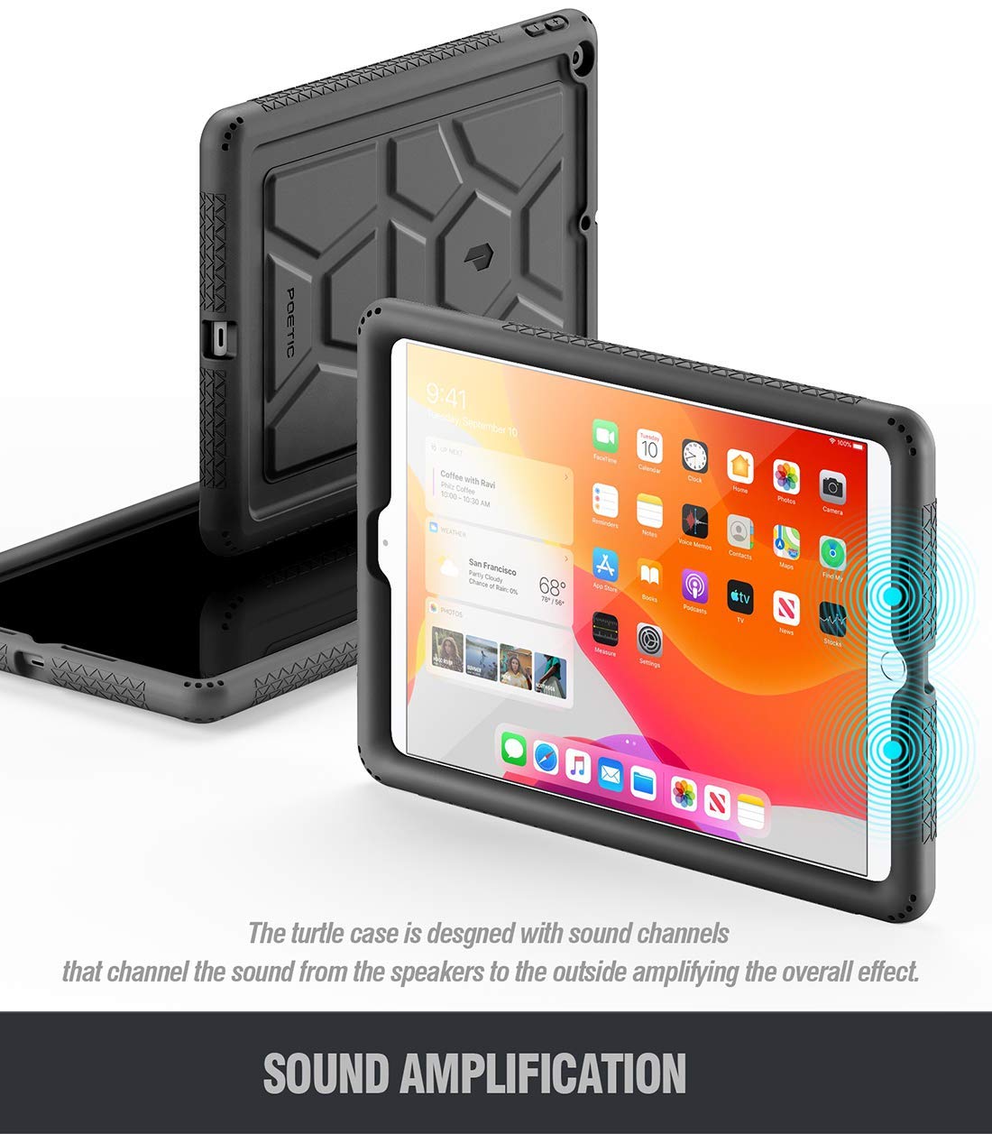 Poetic TurtleSkin Case Designed for iPad 10.2 9th Generation (2021) / 8th Generation (2020) / 7th Generation (2019), Heavy Duty Shockproof Kids Friendly Silicone Case Cover, Black
