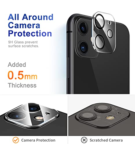 CANSHN 3 Pack Screen Protector for iPhone 11 [6.1 inch] + 3 Pack Tempered Glass Camera Lens Protector with Easy Installation Frame, Anti-Scratch, Case Friendly, 9H Hardness, HD Clear Film [6 Pack]