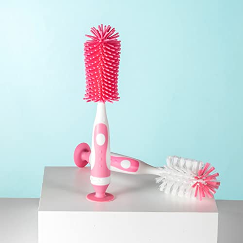 CHEMIMOSO Multifunctional Cleaning Brush,Baby Bottle Brush,Bottle Brush Cleaner Set 3, Pink, Silicone and Nylon Brush