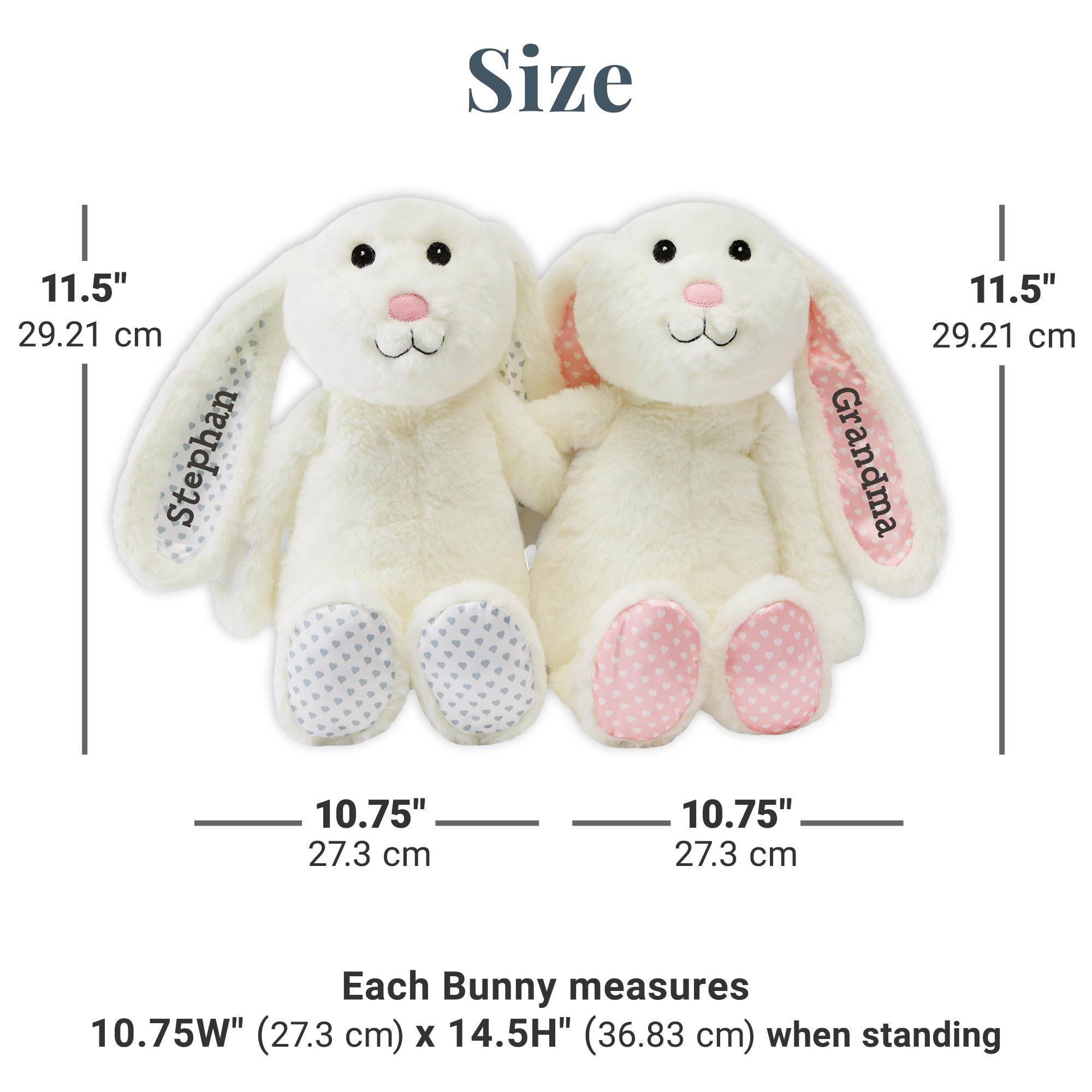 Let's Make Memories Personalized Hugging Plush Bunnies - for Birthday - Easter Bunny - Bunny Stuffed Animal for Kids - for Boy - for Girl