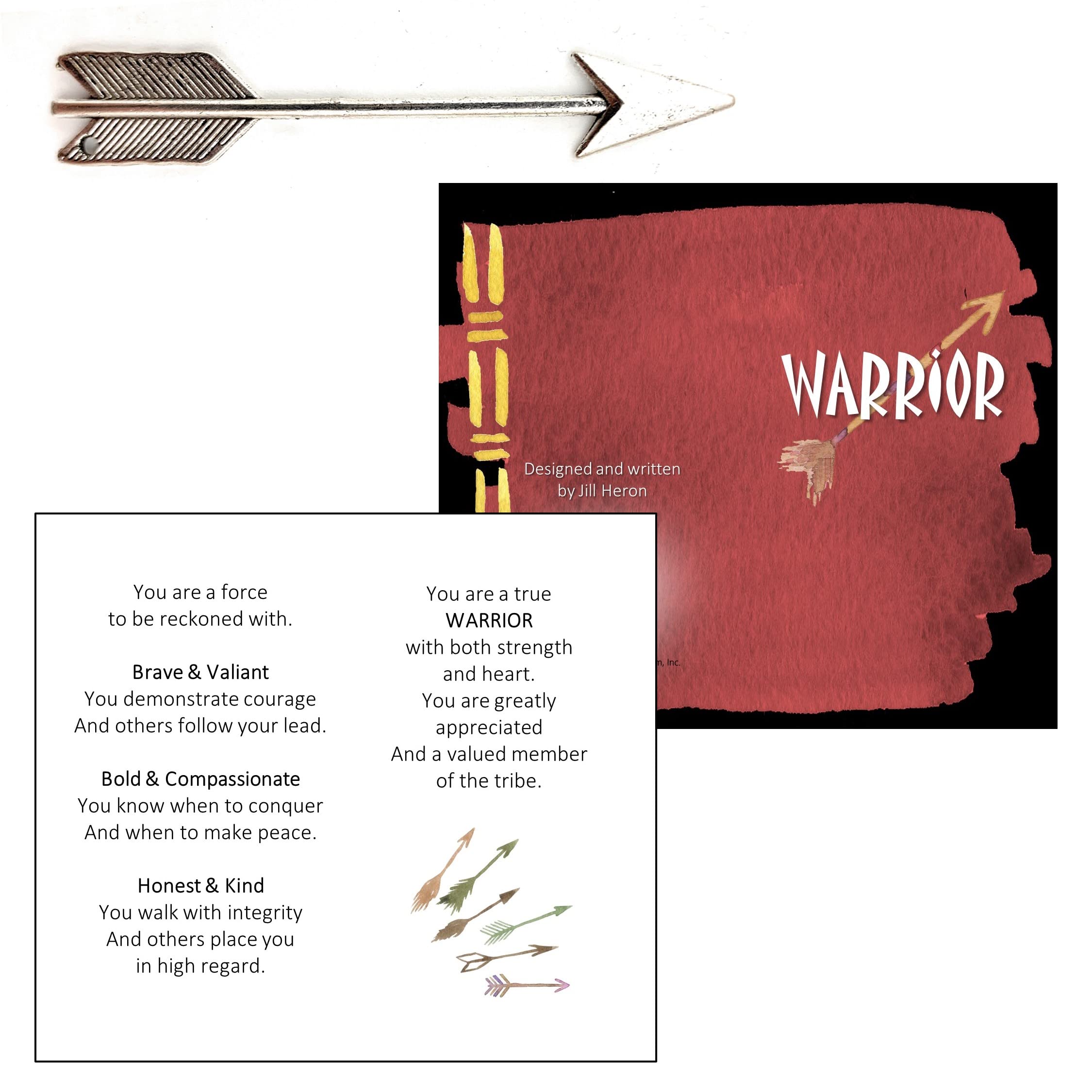 Smiling Wisdom - Bulk 30 Warrior Gift Sets - Employees Staff Mini Warrior Appreciation Cards, Bags and Arrow Keepsake Gifts (90 Pcs) - Silver Arrow