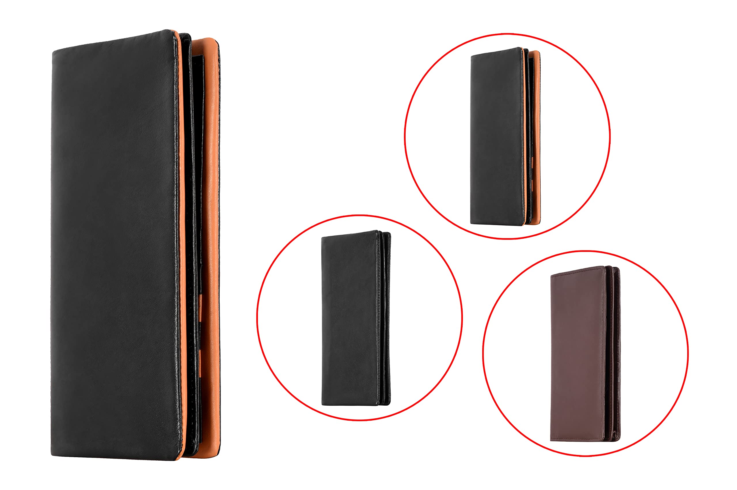 TRENDSLOCKER Executive Leather Wallet Purse Unisex RFID Protection Bifold Wallet (Black/Tan)