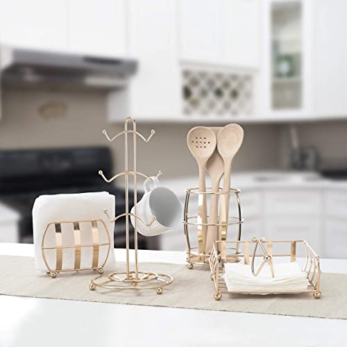 Home Basics Indoor Outdoor Lyon Napkin Holder for Kitchen Countertop | Dinner Table | Indoor & Outdoor Use | Storage and Organization, Rose Gold