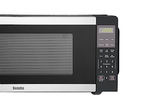 Countertop Microwave Oven, 0.9 cu. ft. Digital Microwave Oven with Turntable Push-Button Door, Child Safety Lock, Stainless Steel Microwave Oven,900 Watts