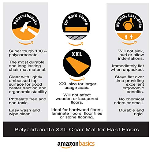 Amazon Basics Polycarbonate Office Chair Mat for Hard Floors, Large - 59 x 79-Inch, Clear