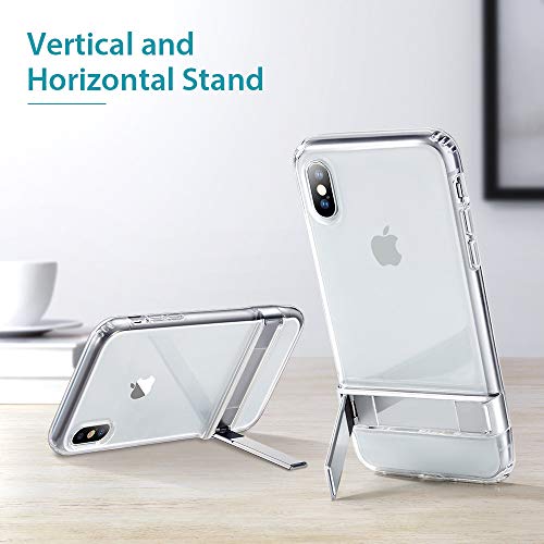 ESR Metal Kickstand Case for iPhone XR, [Vertical and Horizontal Stand] [Reinforced Drop Protection] Flexible TPU Soft Back for The iPhone XR, Clear