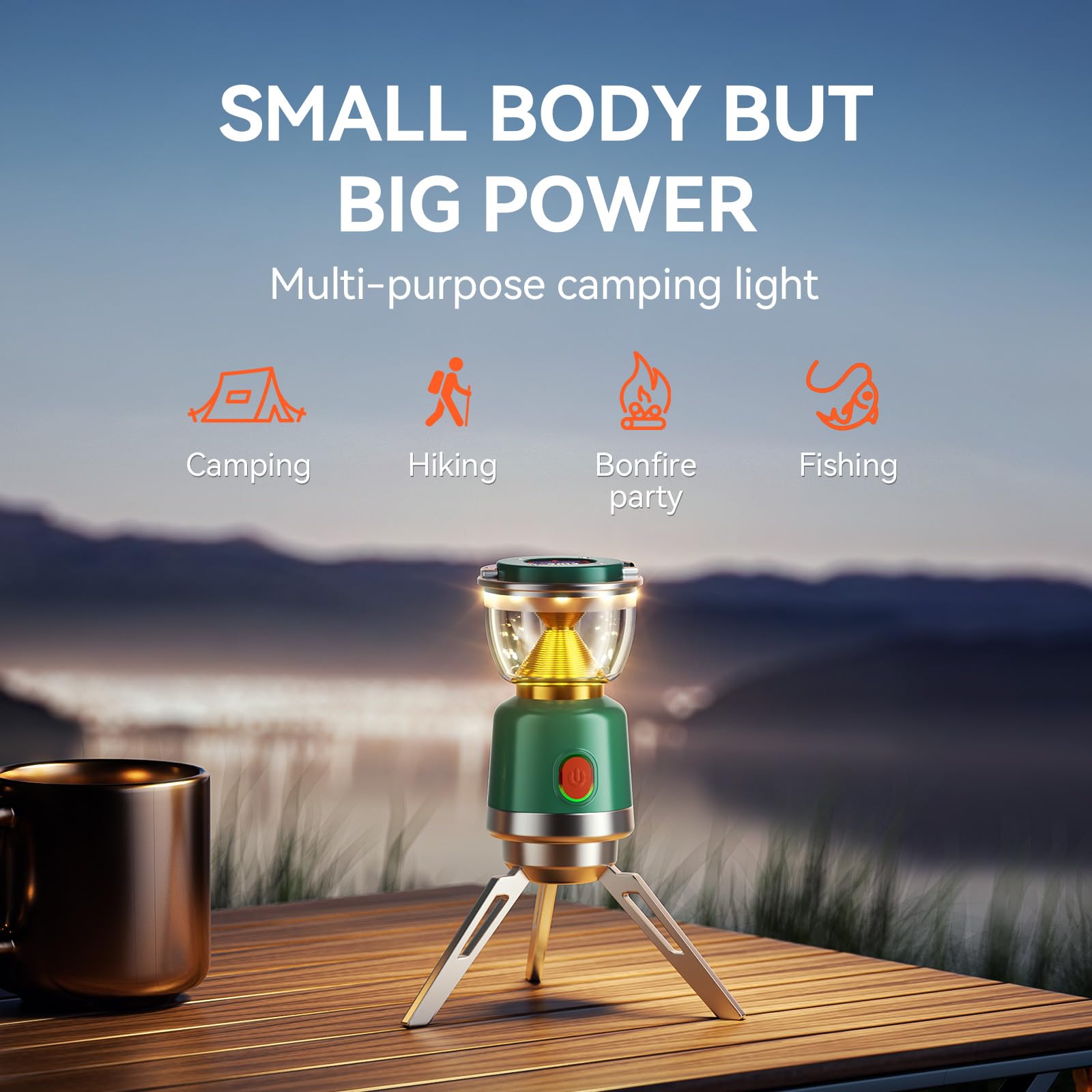 Camping Lantern, Aluminum Alloy Battery Powered Camping Lights, 5 Modes Battery Operated Lantern,Portable Flashlight for Power Outages, Emergency, Hurricane, Hiking