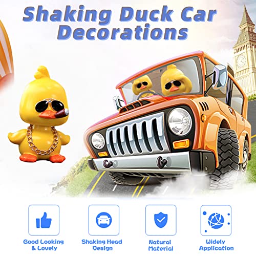 wonuu Shaking Head Duck Car Dashboard Decorations Cute Yellow Ducks Doll for Car Interior Ornament Accessories, Cool Duck