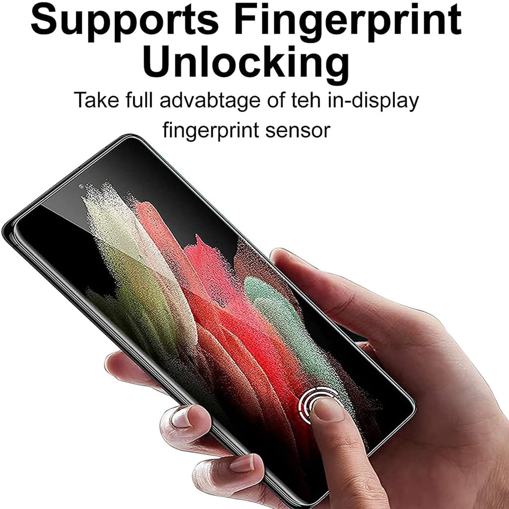 3 Pack Samsung Galaxy S21 Ultra Screen Protector, 1 Pack Camera Lens Protector, Compatible Fingerprint, 9H Scratch-Resistant HD Clear Tempered Glass Screen Protector Galaxy S21 Ultra Screen Protector